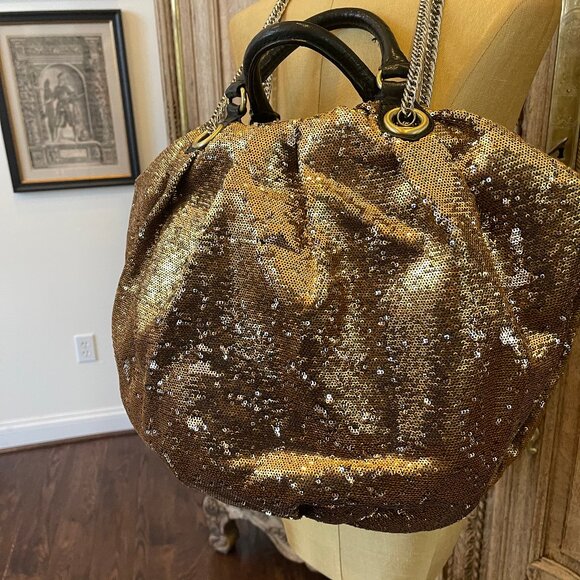Dr Yany | Bags | Dr Yany Sequin Goldsilver Large Handbag | Poshmark